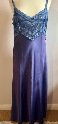 *Sulis* Silk Slip Dress Long Nightdress Full Slip Purple UK14 | eBay UK