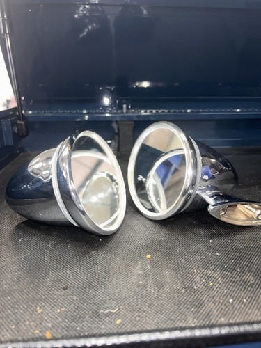 Classic Vintage Style Car Chrome Racing Bullet Torpedo Wing Mirrors as ...