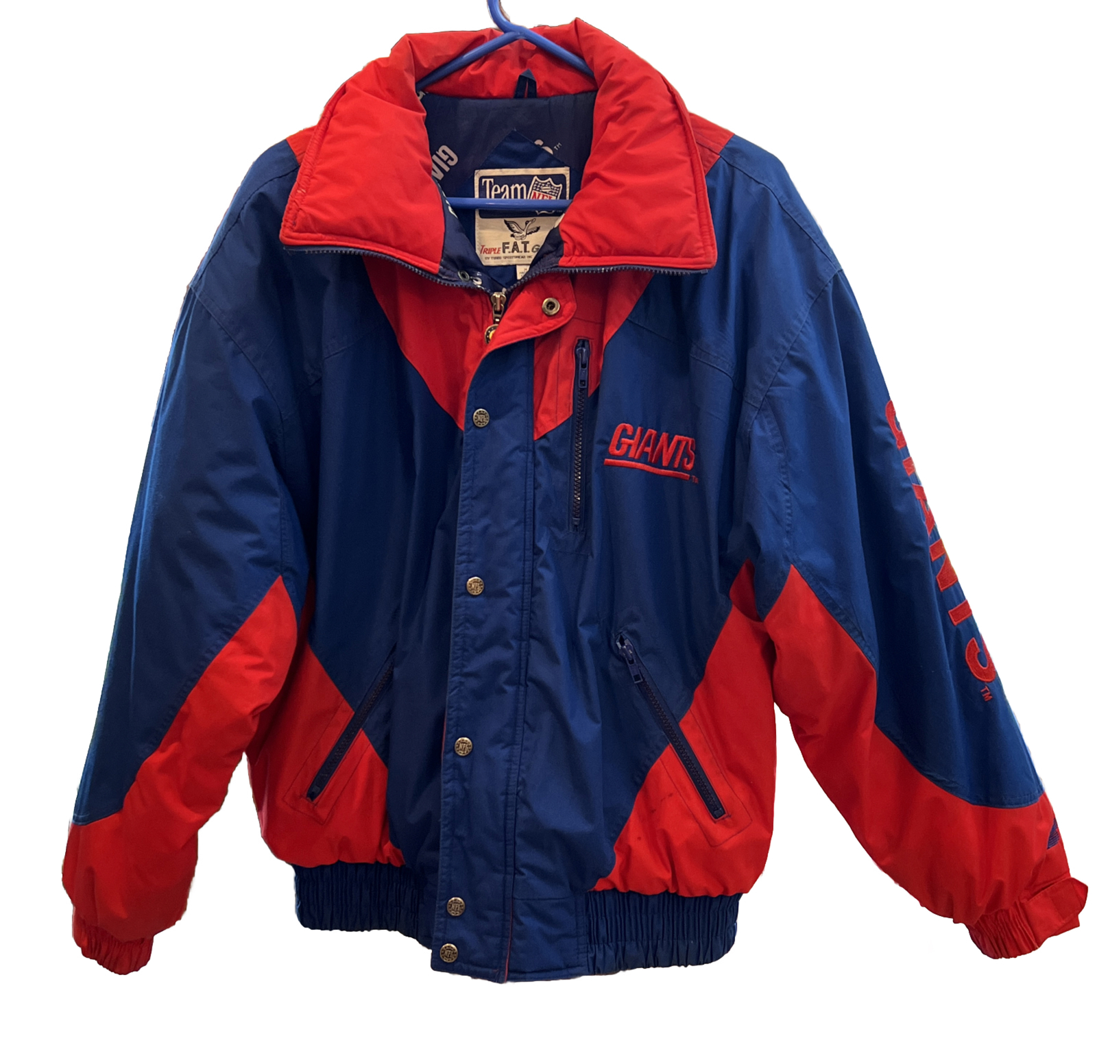 Team NFL Men's Insulated NY Giants Blue Red Jacket Full Zip, Medium | eBay