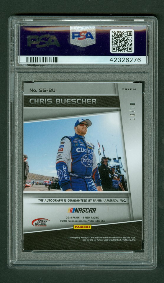 Chris Buescher 2018 Prizm Scripted Signatures Gold 10/10 On Card Auto ...