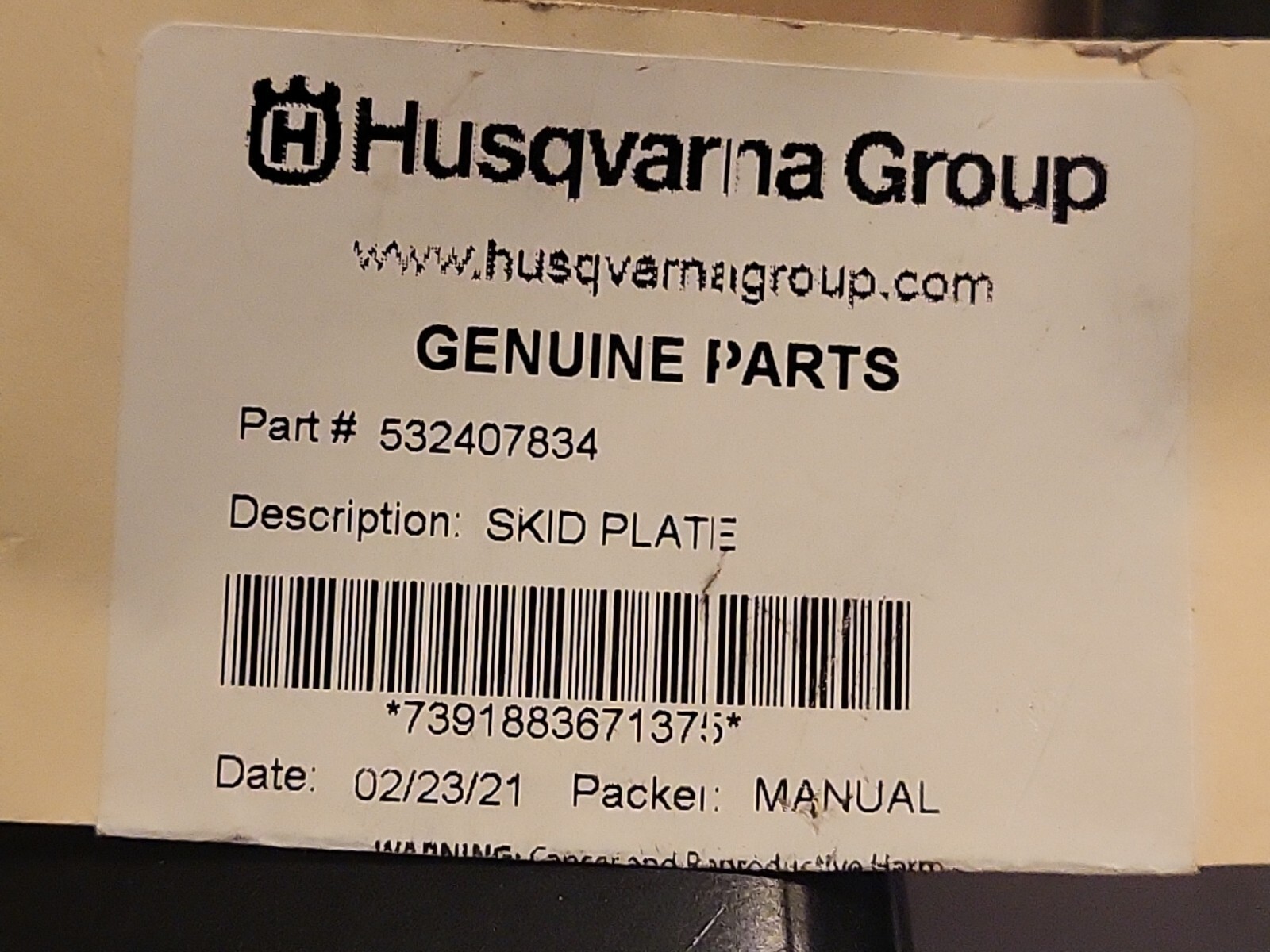Set Of 2 Genuine OEM NOS Husqvarna 532407834 Skid Shoe Plates 5324078 ...