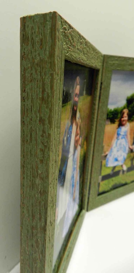 3.5x5 4x5 4x6 5x7 Green Teal Rustic Double Hinged Vertical Wood Picture ...