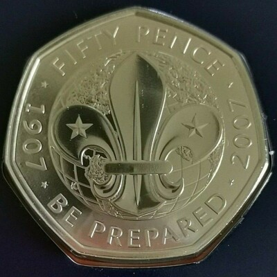 2019 BOY SCOUTS Fifty Years of 50p Fifty pence, BUNC- MINTAGE ONLY ...