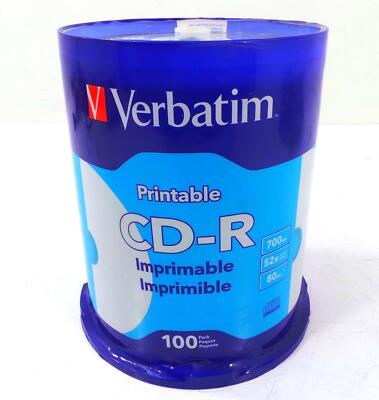 VERBATIM CD-R CDR 52X 700MB Printable 100 - Free Shipping | eBay