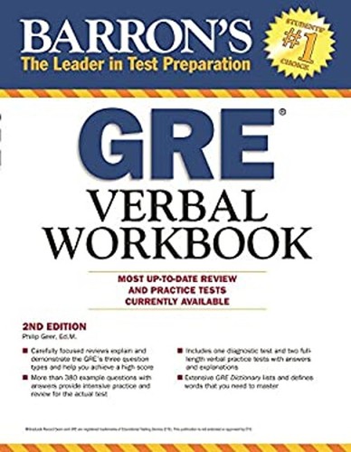 Barron's GRE Verbal Workbook Paperback Philip Geer 9781438003795| eBay