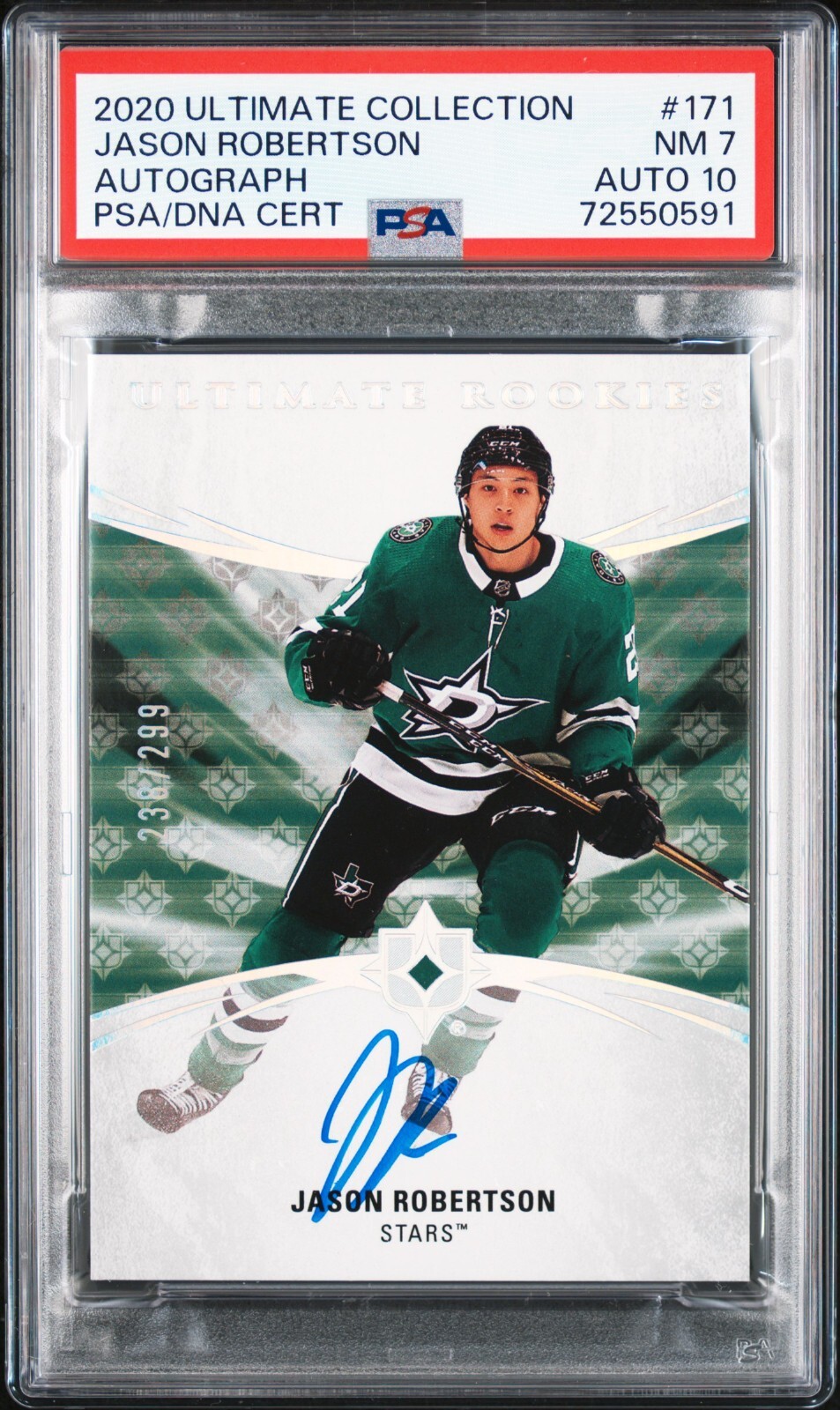 2020-21 Jason Robertson Ultimate Collection Rookie Autograph /299 PSA 7 ...