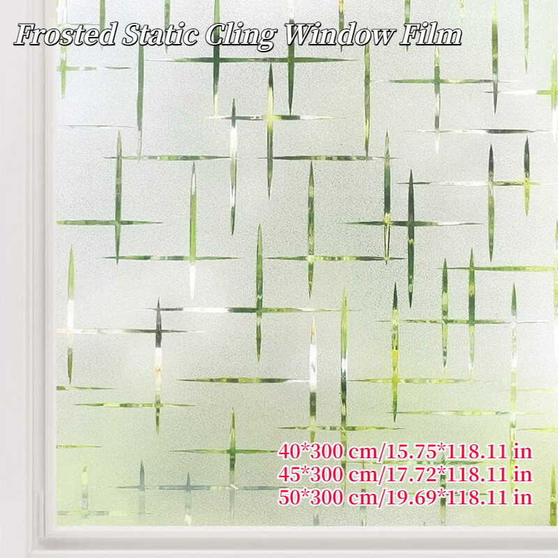 Frosted Static Cling Glass Window Film Cross Pattern Opaque Bathroom ...