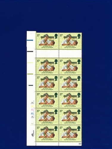 1984 SG1263 17p British Council W593 Dot Cylinder Gutter Block (12) MNH ...