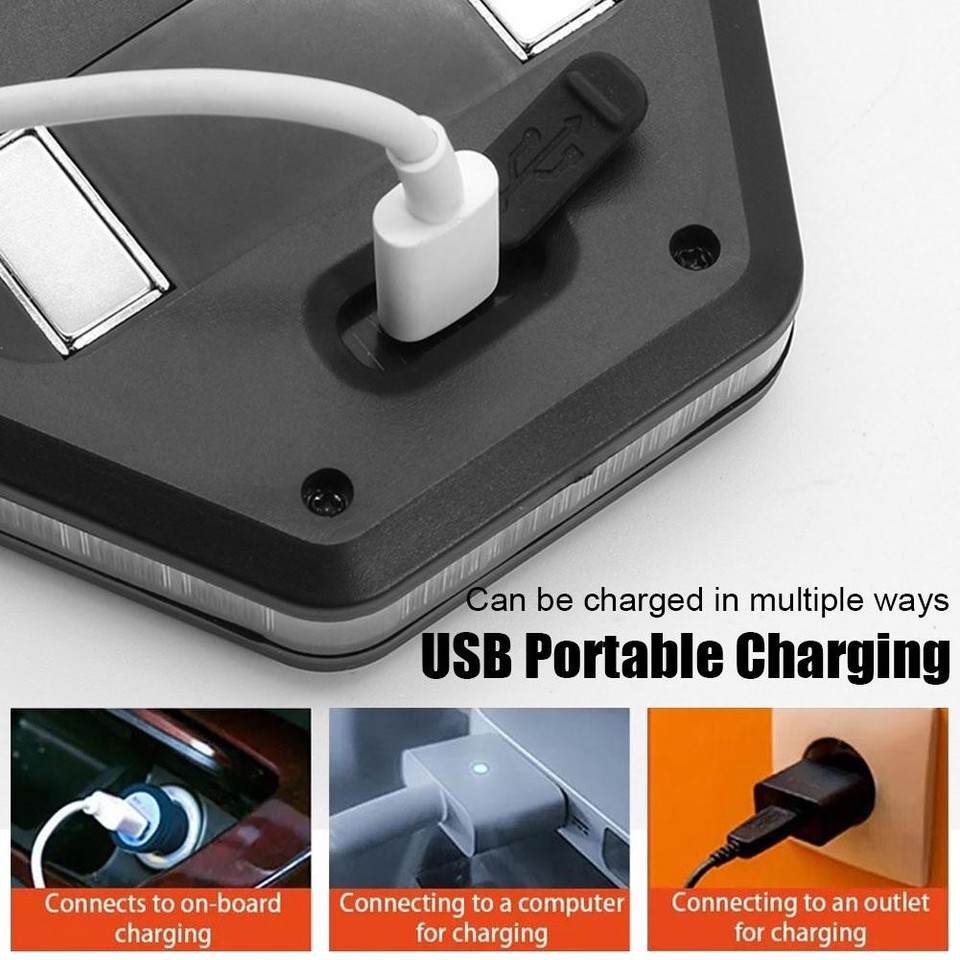 LED Magnetic Warning Light Rechargeable Flashing Beacon Strobe Signal ...