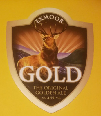 EXMOOR brewery GOLD cask beer real ale pump clip front badge Somerset ...