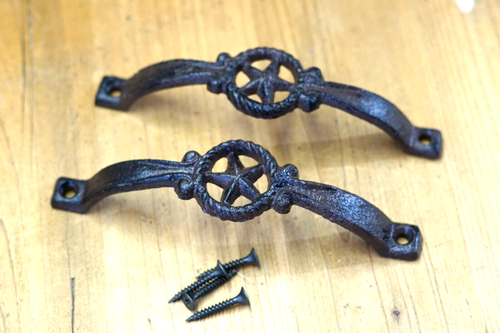 2 Cast Iron RUSTIC Drawer Pulls Handle Texas Star Fancy Western Cowboy Cabinet | eBay