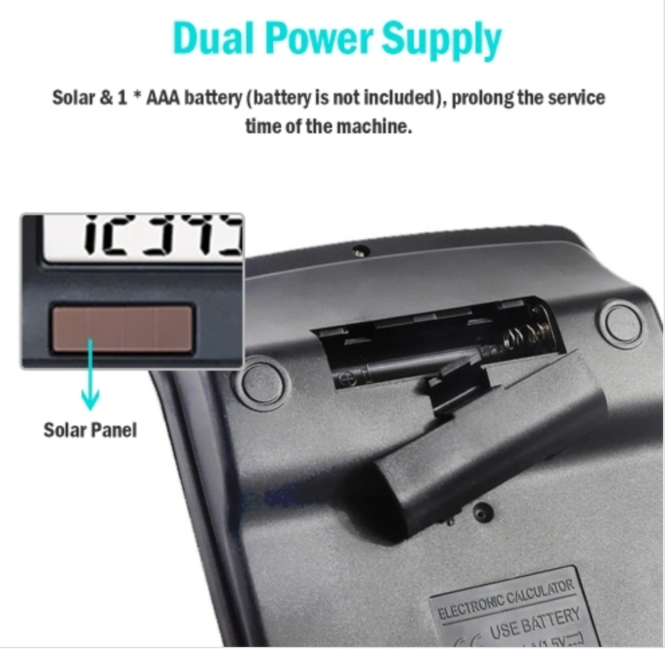 Digital Electronic Calculator Battery + Solar 12 Digits LCD Display ...