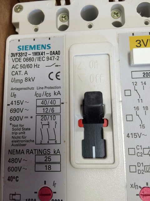 SIEMENS 3VF3312-1MX41-0AA0 3VF3 CIRCUIT BREAKER 4POLE 25KV 480V ...
