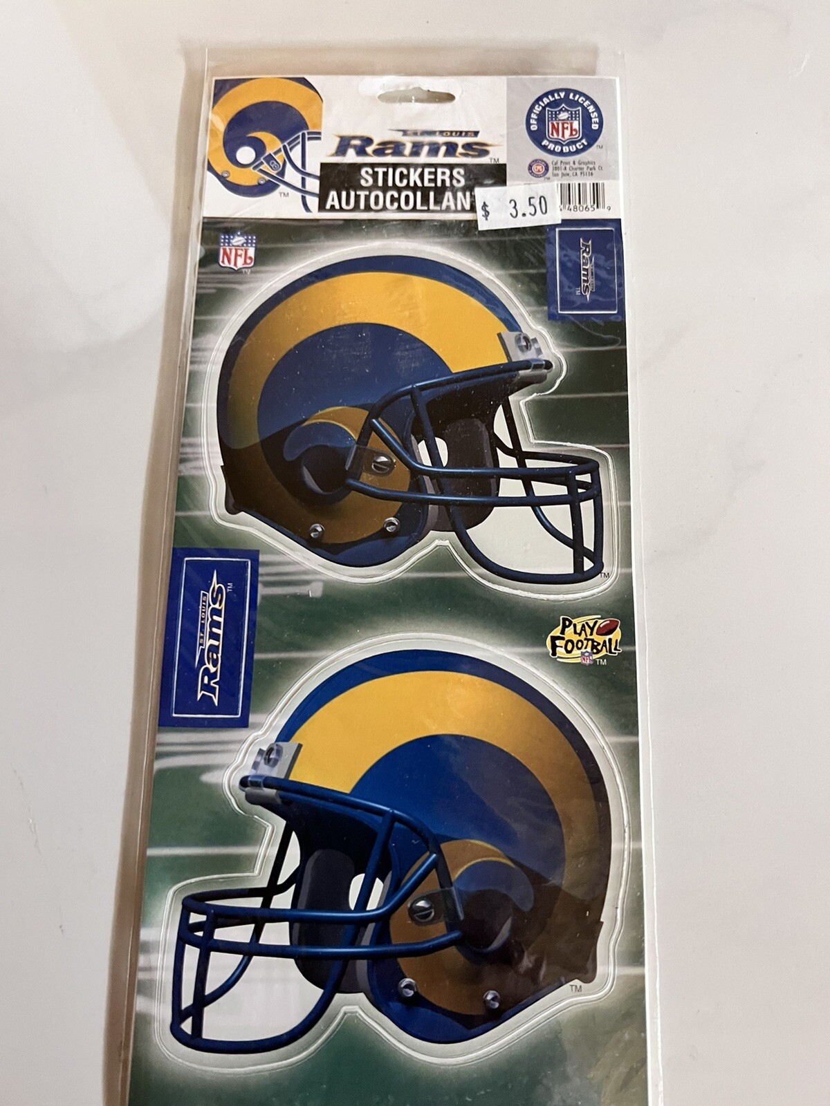 Los Angeles Rams Football Helmet Decal Sticker L. 4 Stickers On Sheet ...