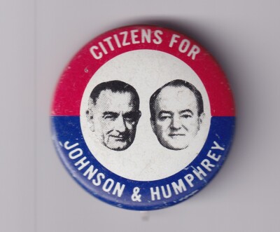 Citizens for Johnson & Humphrey Vintage Campaign Pin-Button Red ...