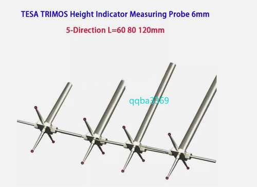 TESA TRIMOS Height Indicator Probe 6mm Original New 5-Direction L=60 80 ...