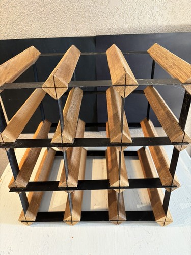 MCM Wood and Metal Modernist Cube 9-12 Bottle Wine Rack Vintage | eBay