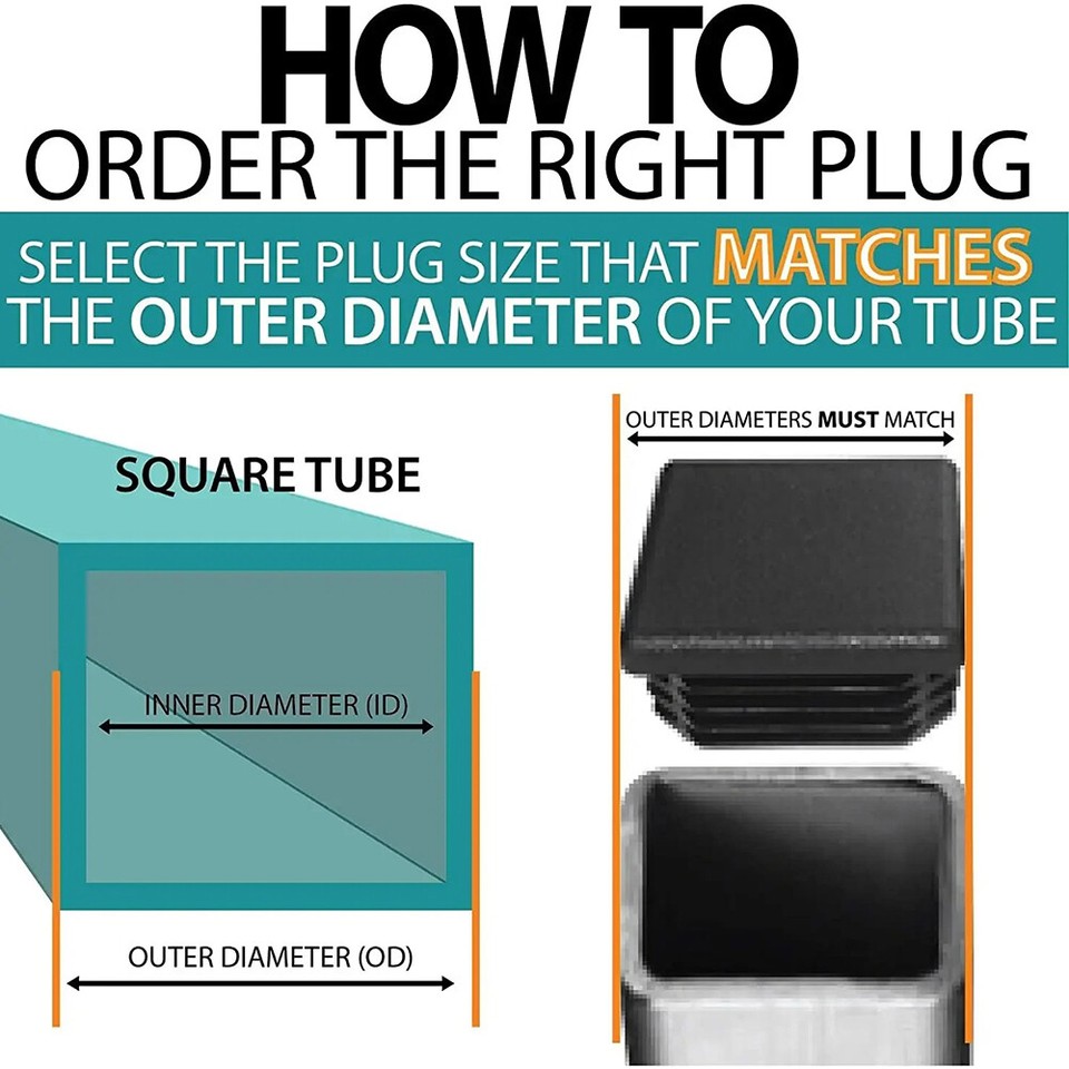 Square & Rectangle Plastic End Caps Blanking Plugs Tube Inserts Multiple Sizes | eBay