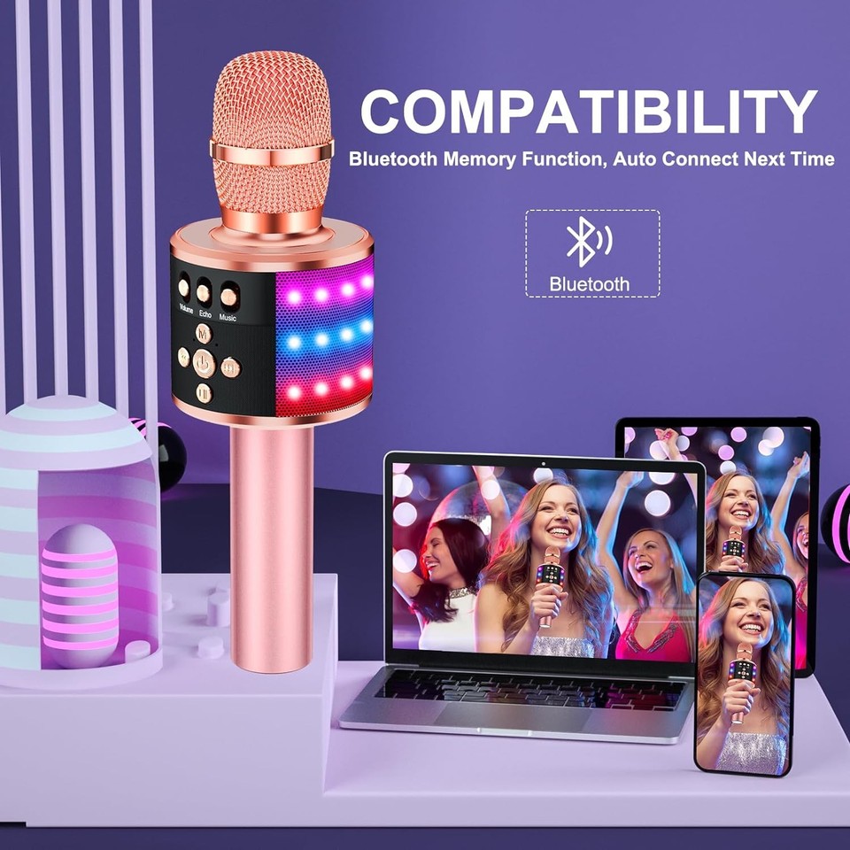 BONAOK Karaoke Microphone for Kids & Adults - Bluetooth Microphones ...