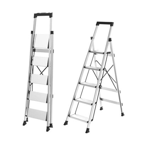 5 Aluminum Step Ladder, Strudy Ladders for Home with Tool Tray, Anti ...