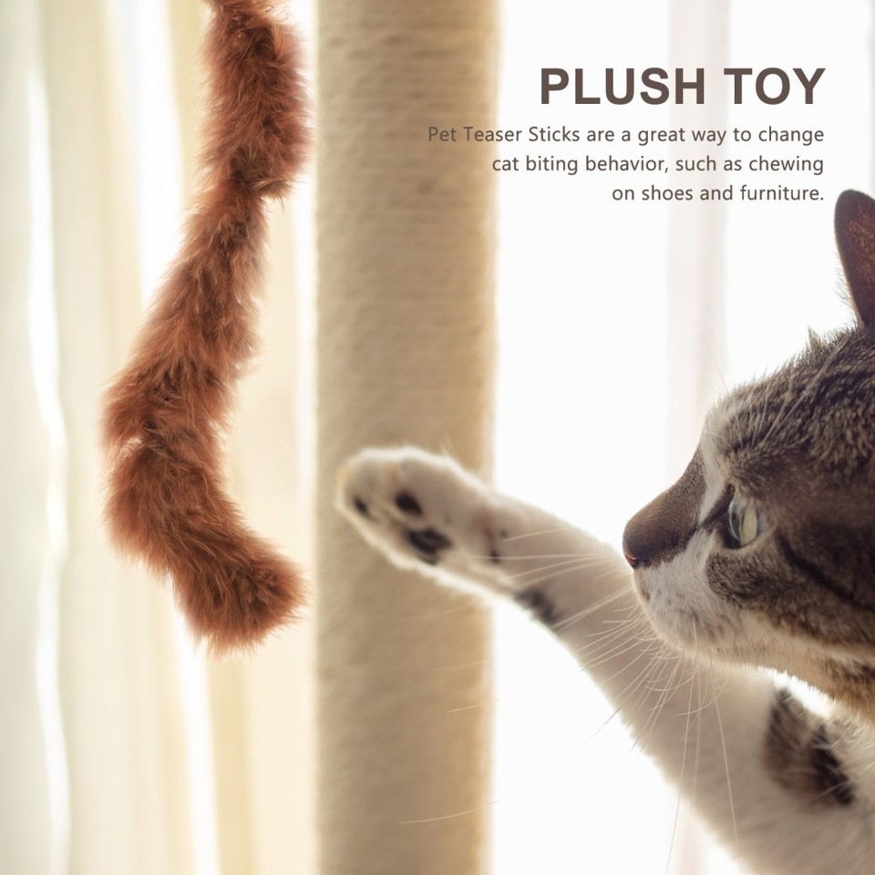 Reusable Plush Cat Teasing Wands with Bells Fun Interactive Pet Toys ...