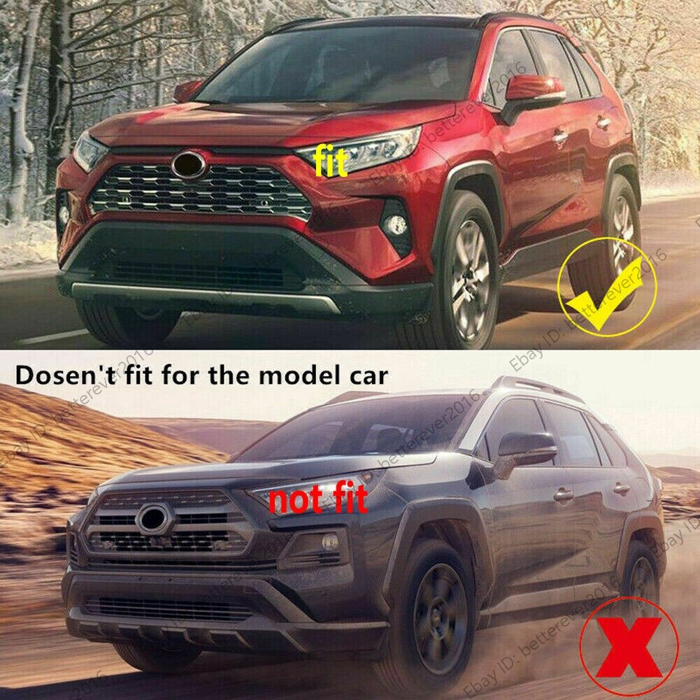 Bright Black Front Grille Grill Cover Trim Strips Fit Toyota RAV4 2019 ...