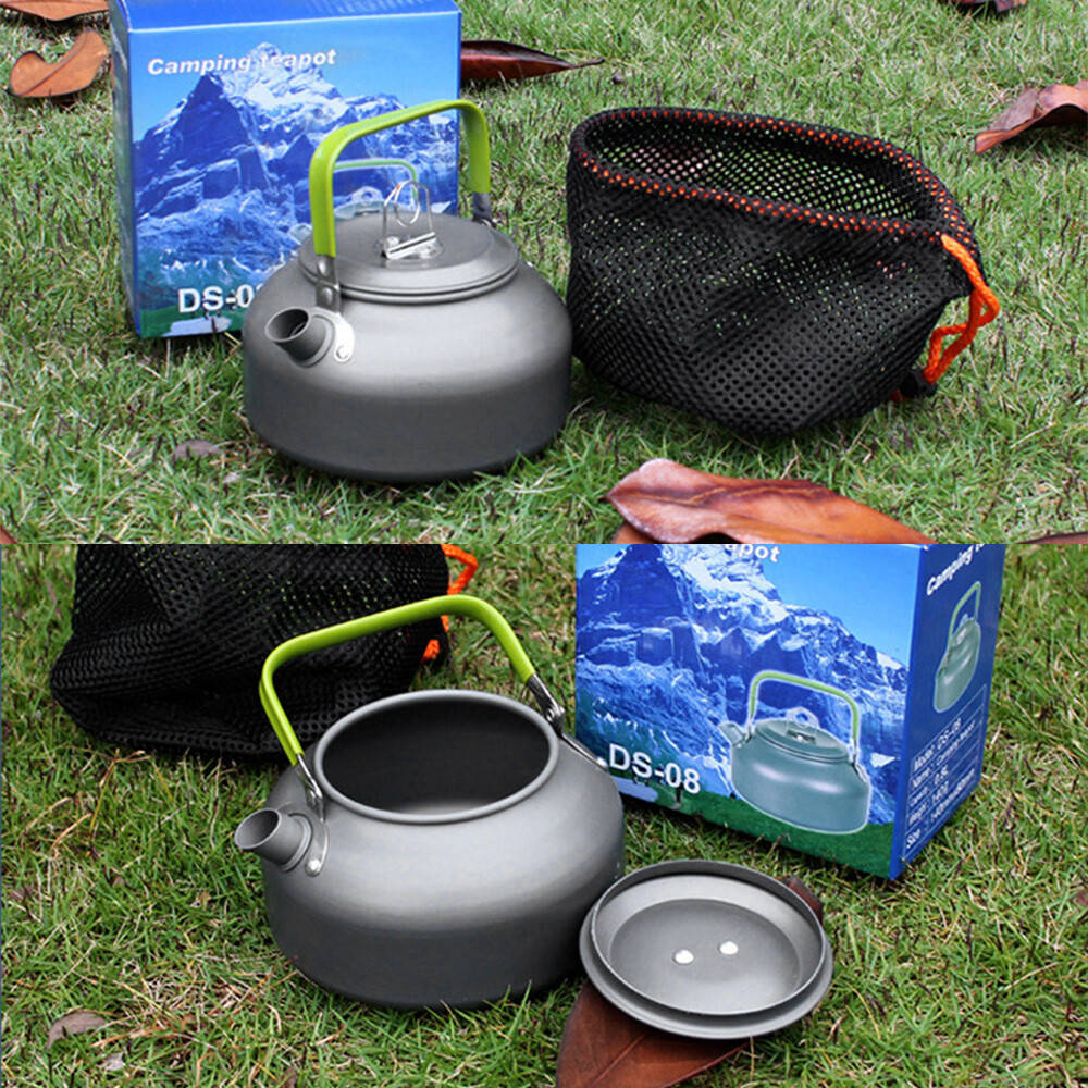 1200ml Camping Kettle Survival Water Kettle with Lid Knob Mesh Bag ...