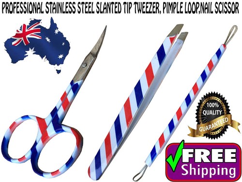 PROFESSIONAL STAINLESS STEEL SLANTED TIP TWEEZER, PIMPLE LOOP, NAIL ...