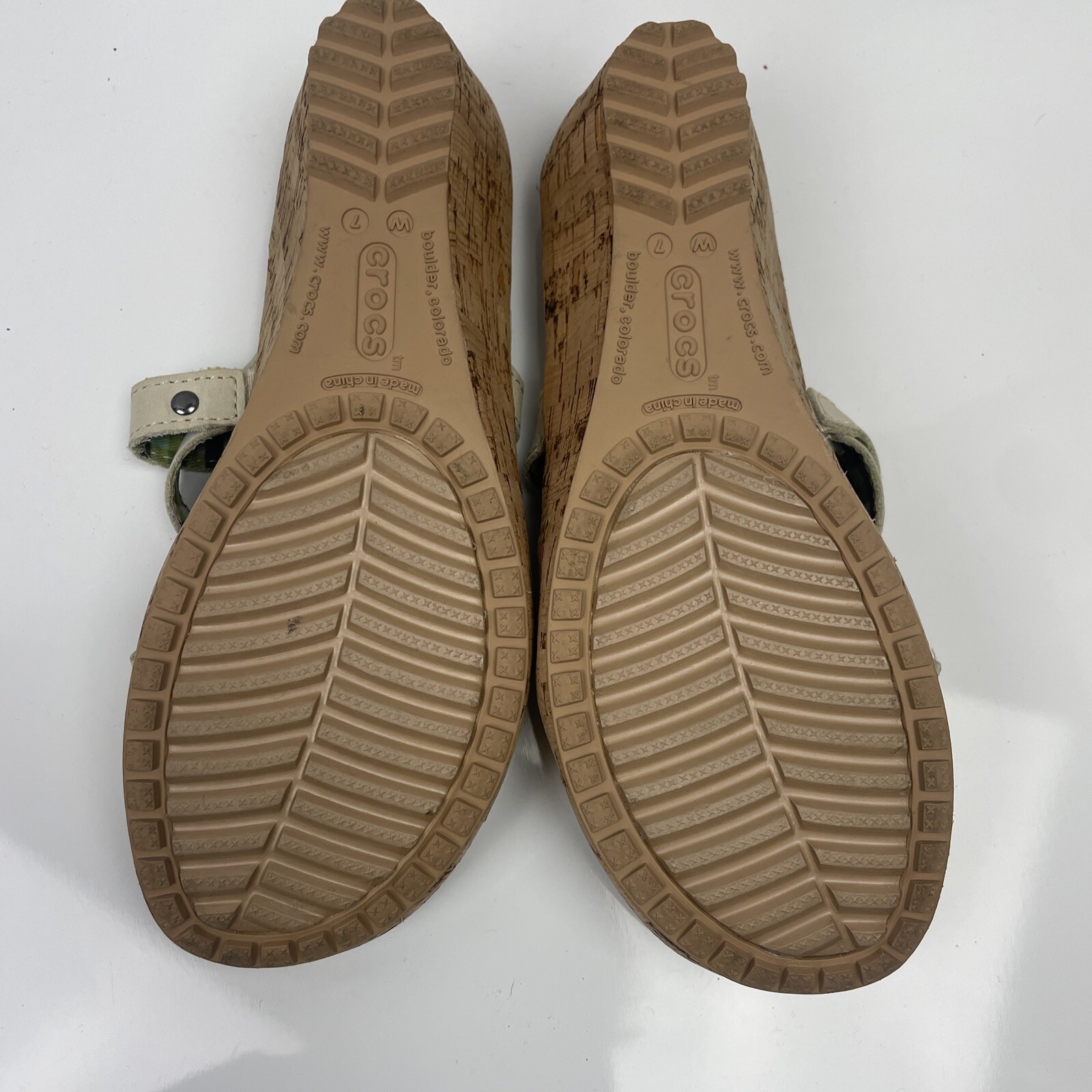 Crocs Aleigh Tan Beige Leather Platform Wedge Sandal… - Gem