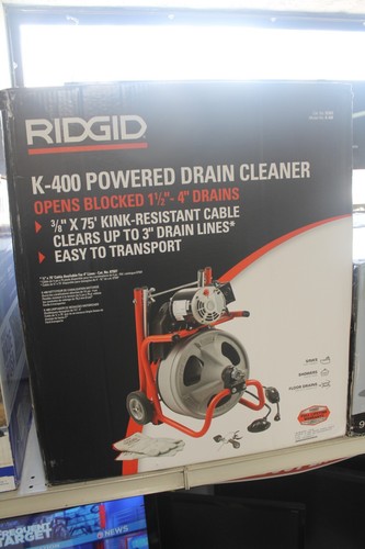 Ridgid K-400 Drain Cleaning Snake Auger Machine w/ 3/8" x 75' Cable ...