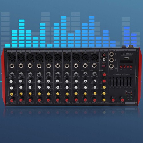12 Channel USB Bluetooth Digital Studio Audio Mixer Sound Board Console ...