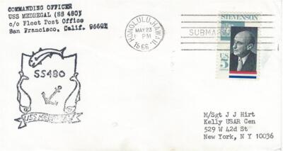MEDREGAL (SS-480) 23 May 1966 Postmarked Honolulu HI Submarine Base ...
