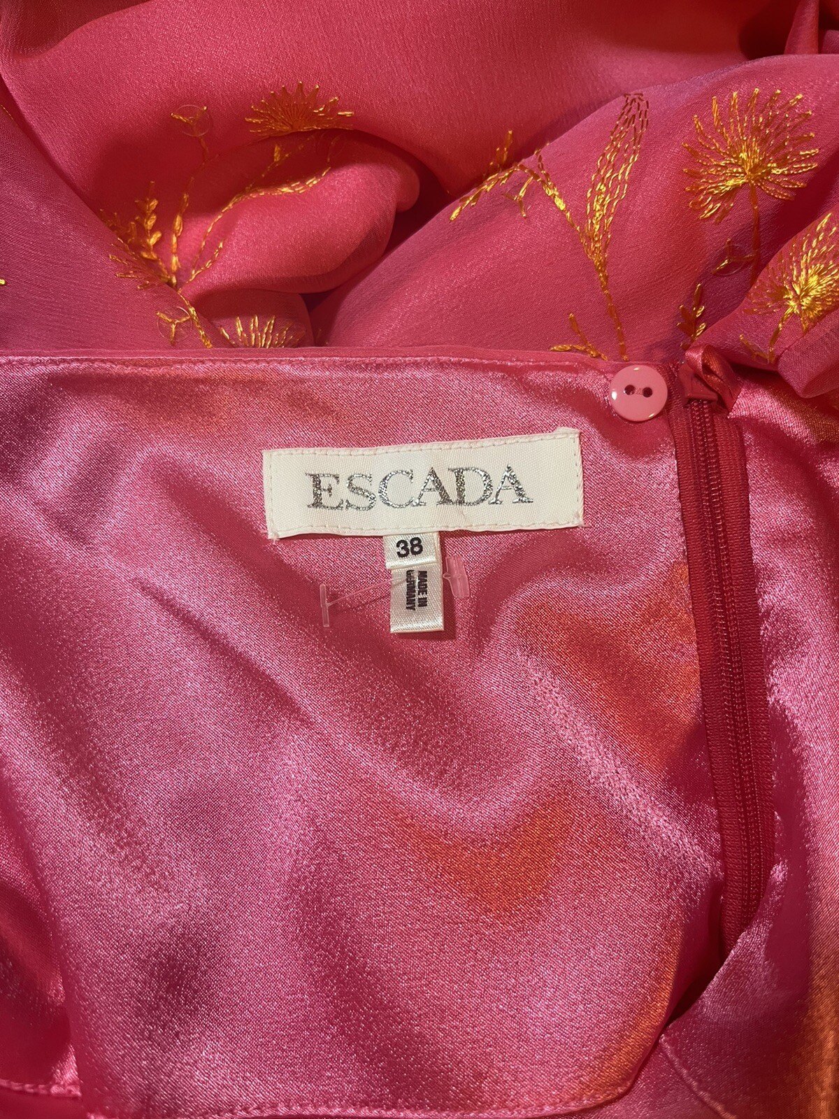 Escada Vintage Dress Long Formal Pink 90s Embroidered… - Gem