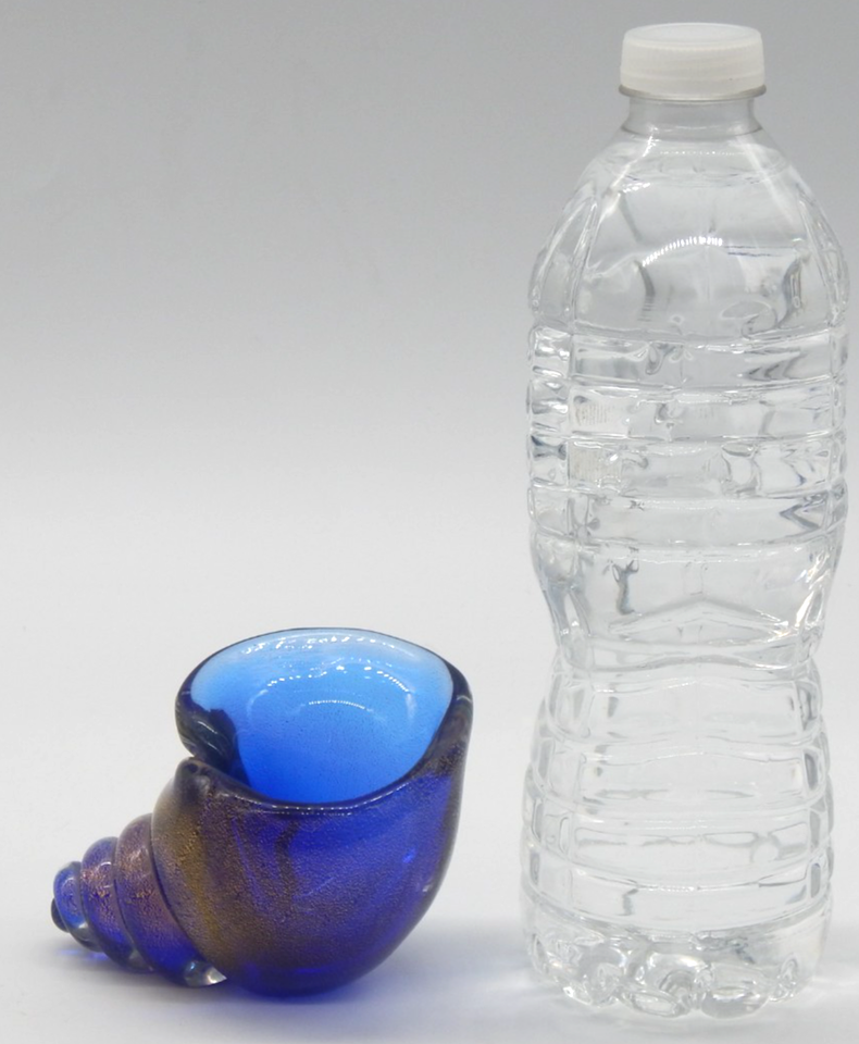 RARE Seguso Vetri D’Arte Murano Art Glass Blue/Gold Leaf Seashell ...