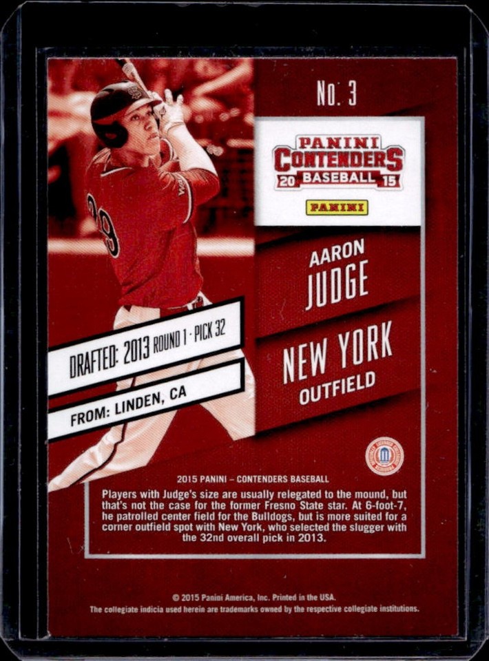2015 Panini Contenders Aaron Judge #3 Bulldogs | eBay