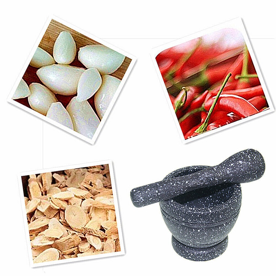 Large Pestle and Mortar Set Natural Spice & Herb Crusher Grinder ...