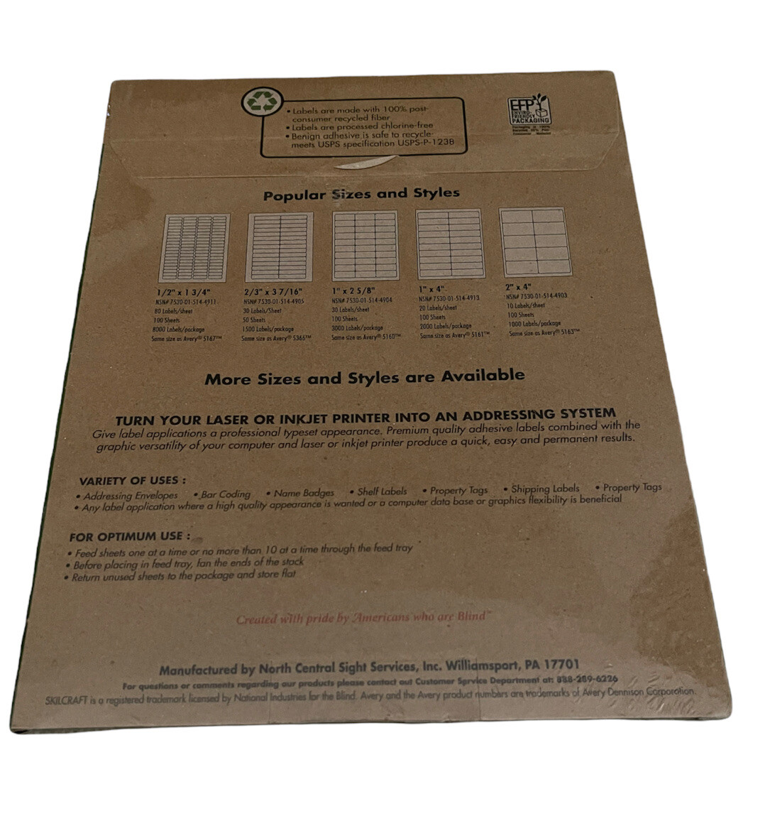 SKILCRAFT Laser & Inkjet Labels 2inch X 4inch 1000 for sale online | eBay