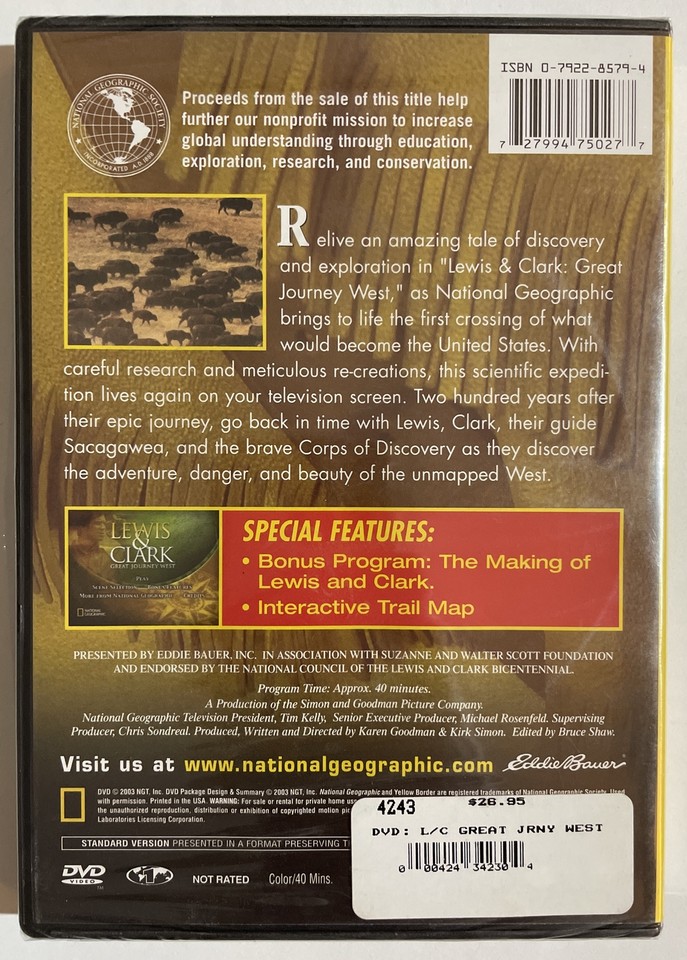 National Geographic Lewis & Clark Great Journey West Documentary DVD ...