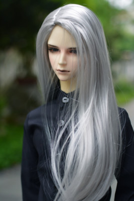 8-9" 1/3 BJD Silver Gray Long Buckle Tips Vivid Wig Doll Hair HUAL# | eBay