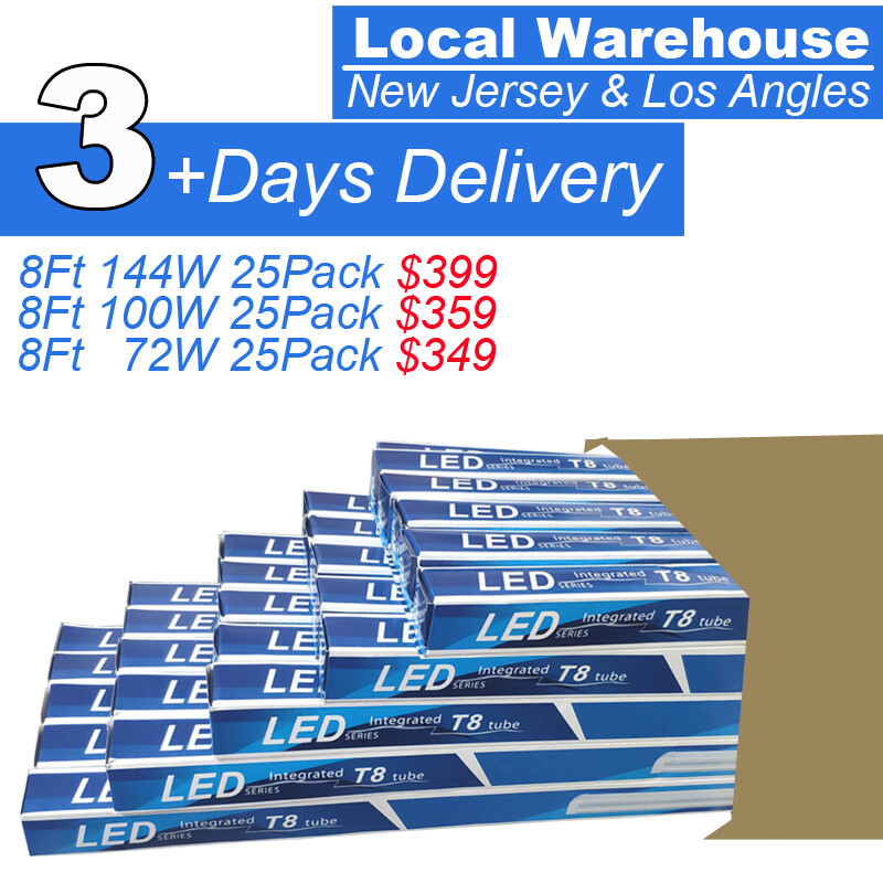 25 Pack 8 Foot LED Shop Light Fixture 8FT T8 LED Tube Light 8' 144W ...