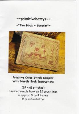 primitivebettys Primitive Cross Stitch Sampler Pattern w/ Needlebook ...