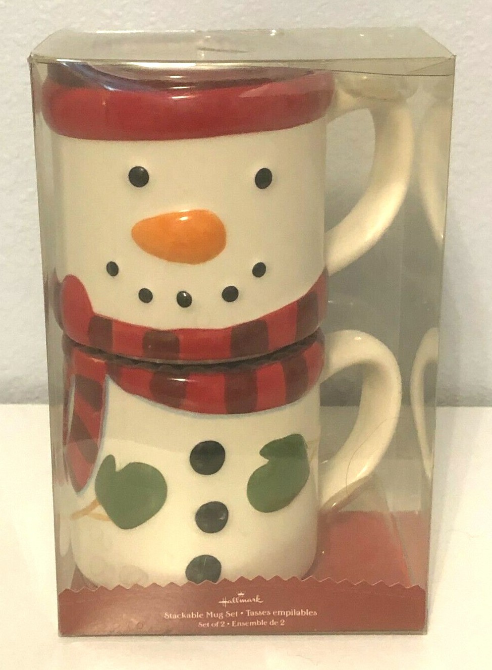 HALLMARK NEW STACKABLE MUG SET SNOWMAN 2 MUGS 3.5" TALL EACH CHRISTMAS ...