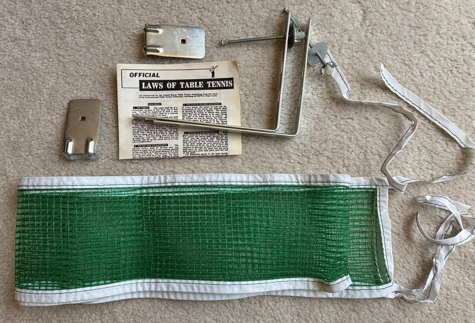 Vintage Harvard Ping Pong Table Tennis Net w/ Steel Clamps Posts ...
