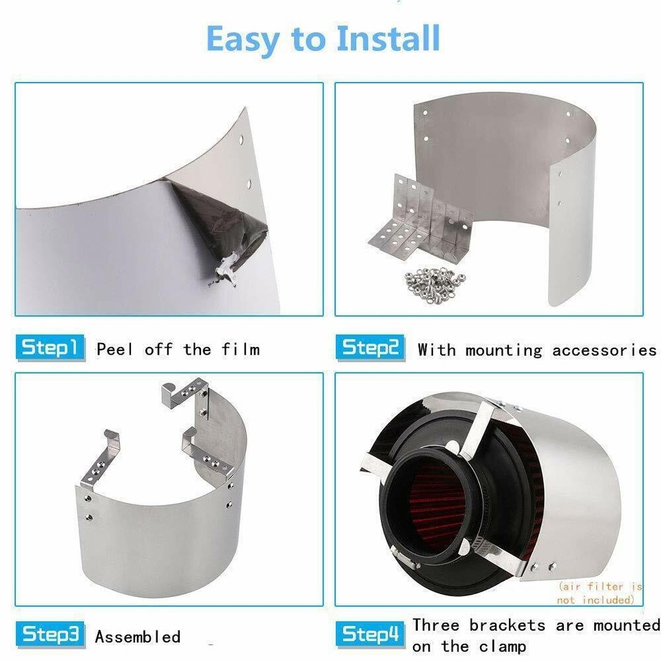 2.5" - 3.5" Cold Air Intake Filter Heat Shield Cover Universal ...
