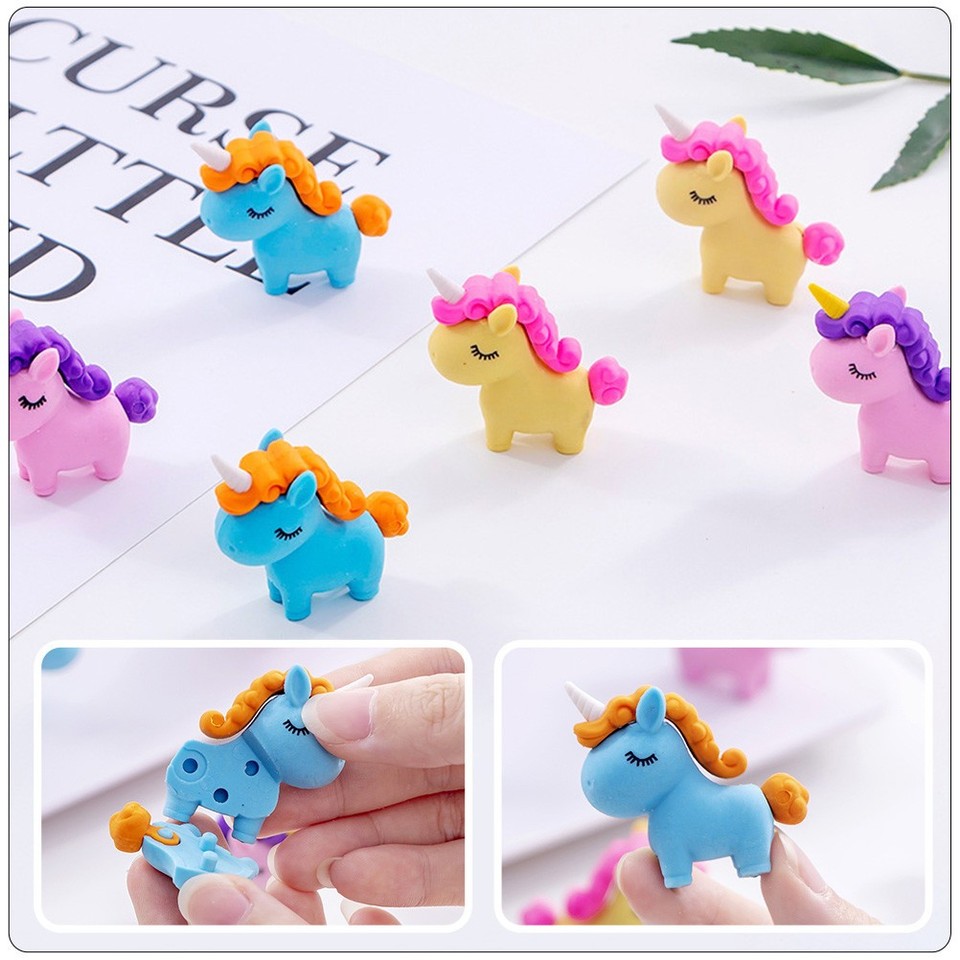 2 Pieces Cartoon Eraser Erasers Convenient Unicorn Adorable Mini | eBay UK