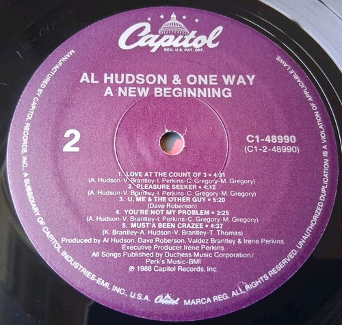 Al Hudson And One Way - A New Beginning Vinyl LP - 1988 Capitol Records ...