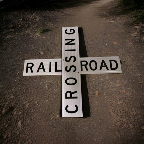 Railroad Crossing Sign Double Sided 48 X 9 Retired Aluminum Black Vinyl ...