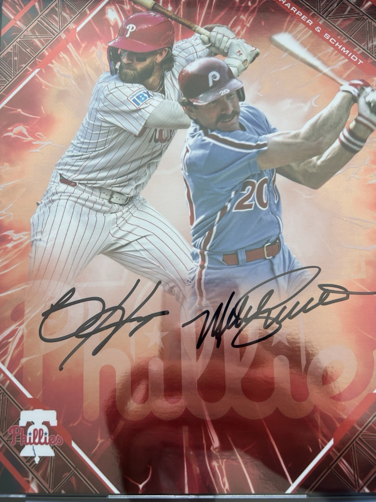 Dual Autographed MLB Emanate Bryce Harper Mike Schmidt 4/5 Red Parallel ...