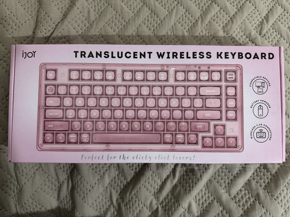 iJoy Wireless Pink Transparent/Translucent Keyboard New With Free ...