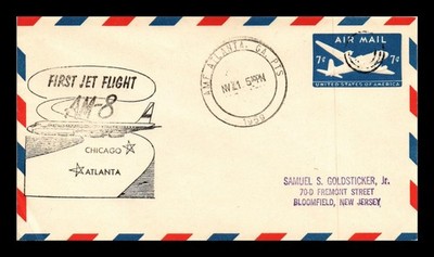 Dr Jim Stamps Air Mail Envelope First Jet Flight AM 8 Atlanta to ...